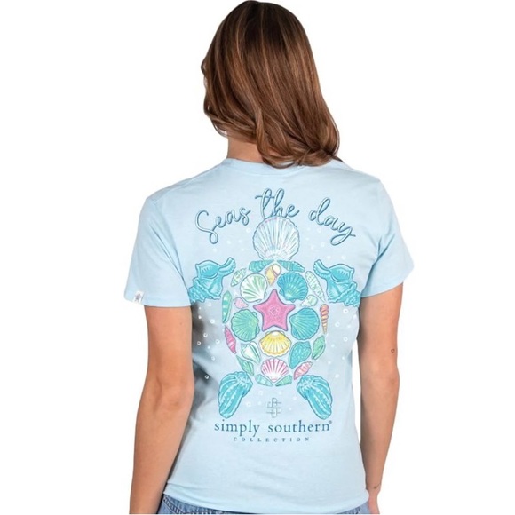 Simply Southern | Tops | Nwt Simply Southern Blue Seashell Turtle ...